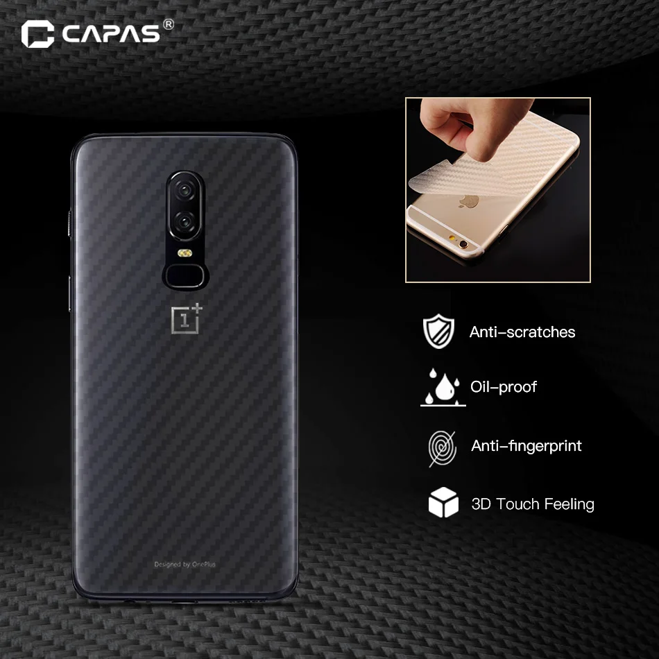 2pcs OnePlus 6 Back Film 3D Grain Carbon Fiber Protective Film One Plus ...