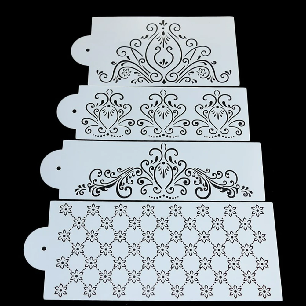 4PCS set Princess Lace Cake Stencil Set Cake Craft Stencils Fondant 