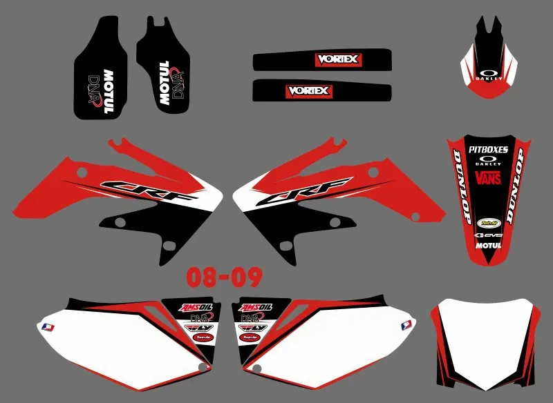 H2CNC GRAPHICS & BACKGROUND DECAL STICKER Kits for Honda CRF250 CRF250R ...