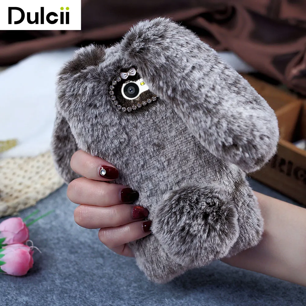 For Huawei Y5ii Case Rabbit Shape Fluffy Warm Fur Tpu Mobile Phone ...
