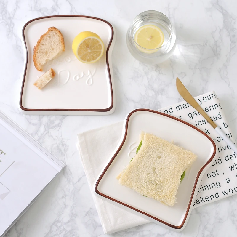 Toast-Shape-Porcelain-Plates-for-Breakfast-Dishes-Food-Bread-Dessert ...