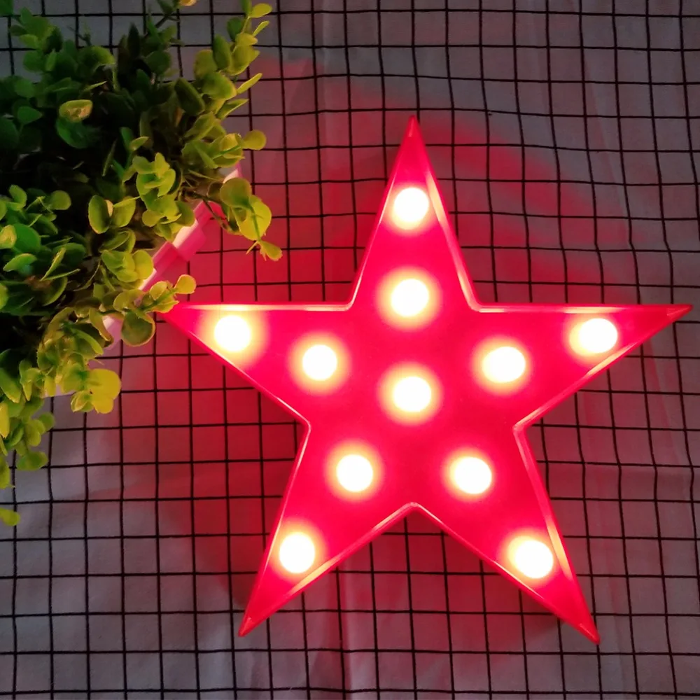 AmmToo Lovely 3D Star Night Light LED Cute Table Nighlight Wall Lamps ...