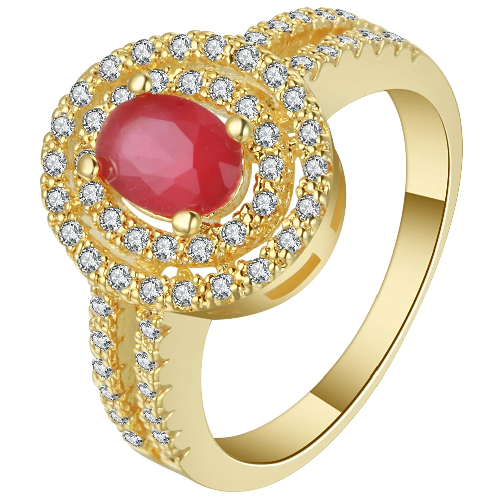 Ring Gold Colour Women's Ring Luxury Gift Shiny Wedding Real 925 ...