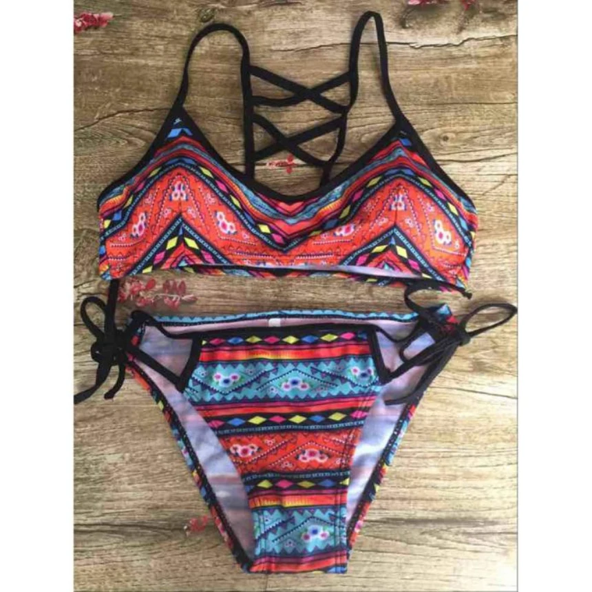 Klv Push Up Bra Sexy Women Bikini Sets Backless Swimsuits Summer Sexy
