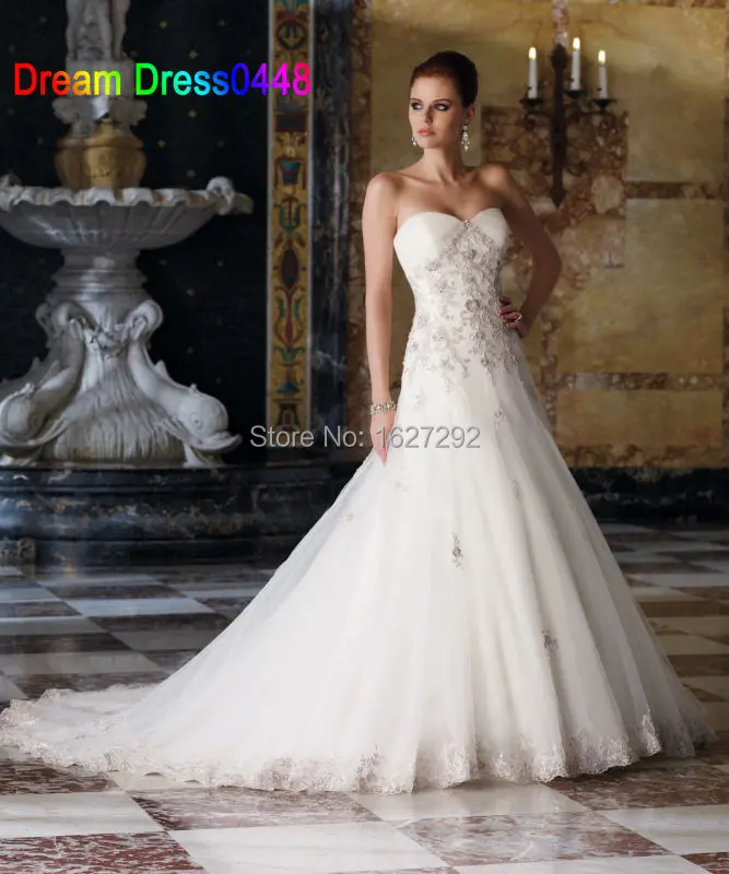 Custom Made Elegant White/Ivory Brides Dress Appliques Beading Sequins ...