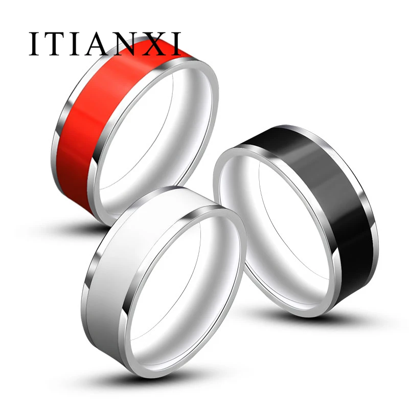 ITIANXI Vintage Simple Style Ring Classic Red Black Man's Ring Retro ...