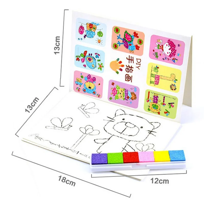 1 set Creative FUN DIY Cartoon Kids Finger Painting Craft Set Children ...
