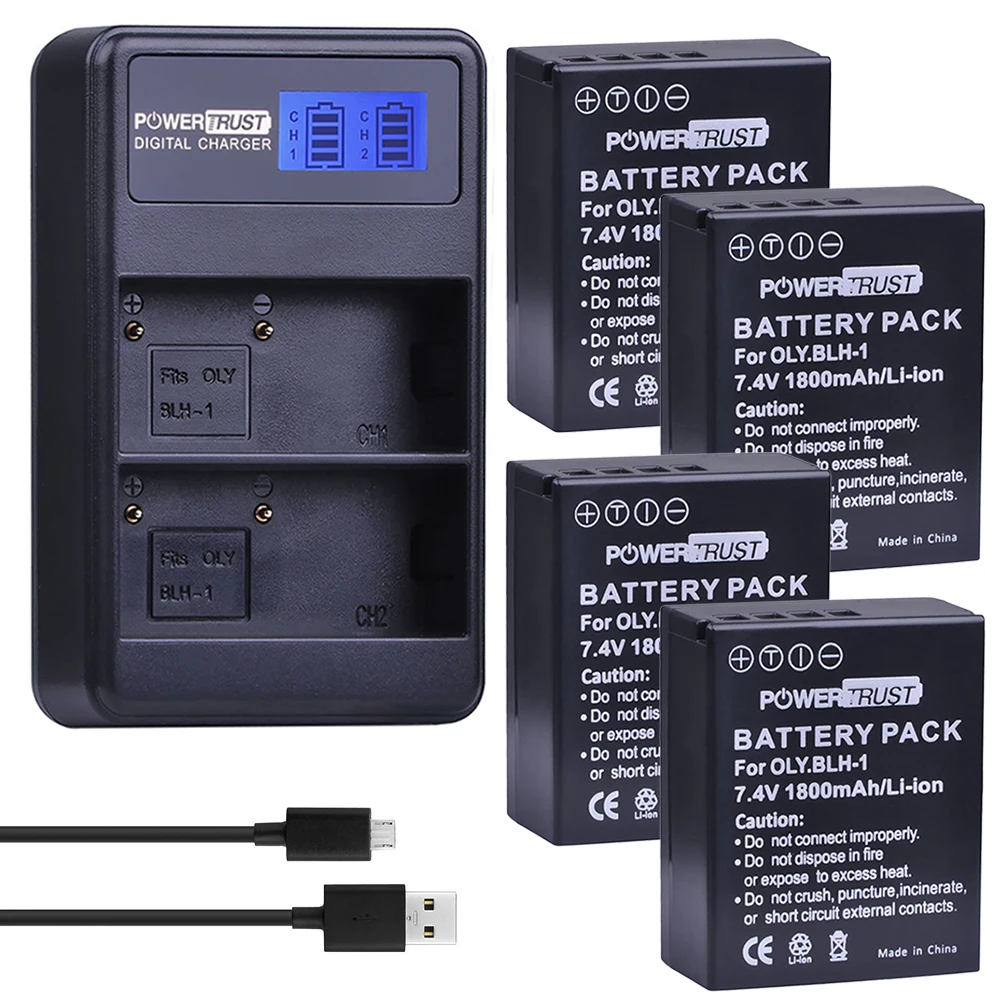 PowerTrust 4Pcs BLH 1 BLH1 BLH 1 Replacement Li ion Battery and LCD USB ...