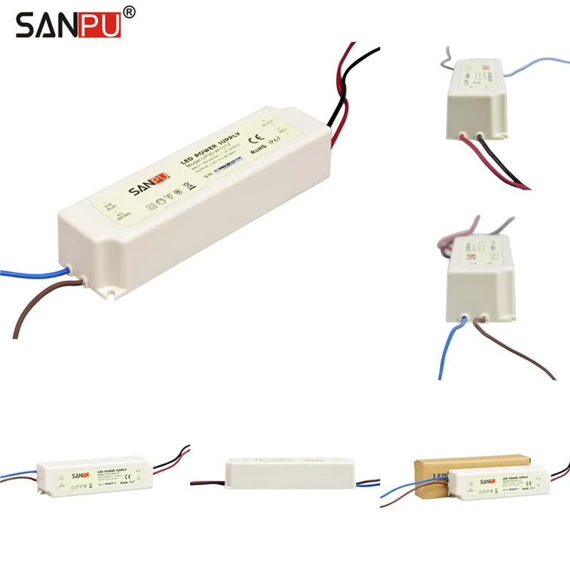 SANPU 12V LED Power Supplies Waterproof 35W 3A Switch Drivers 110V 220V ...