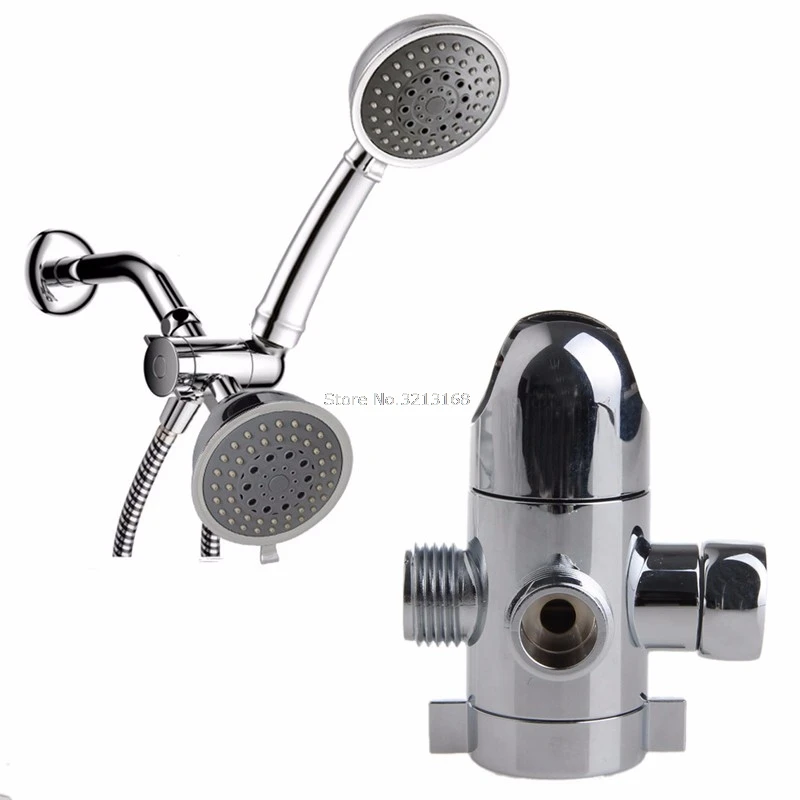 Three Way Shower Head Diverter Mount Combo Shower Arm Mounted Valve Fix