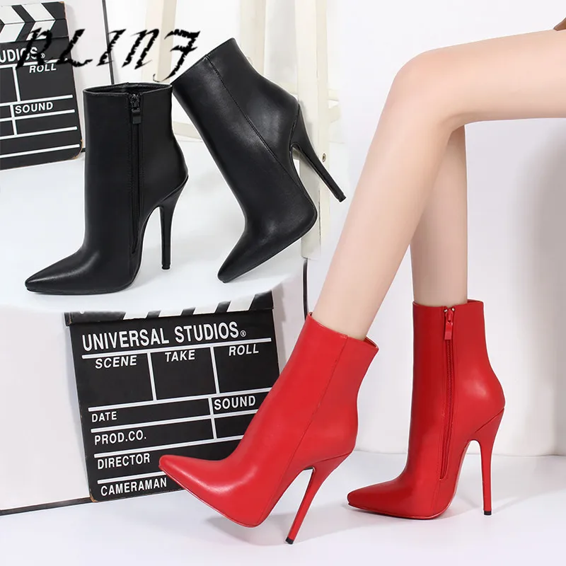 RLINF/пикантные ботфорты на очень высоком каблуке 13 см; тонкий с острым носком; сапоги на ...