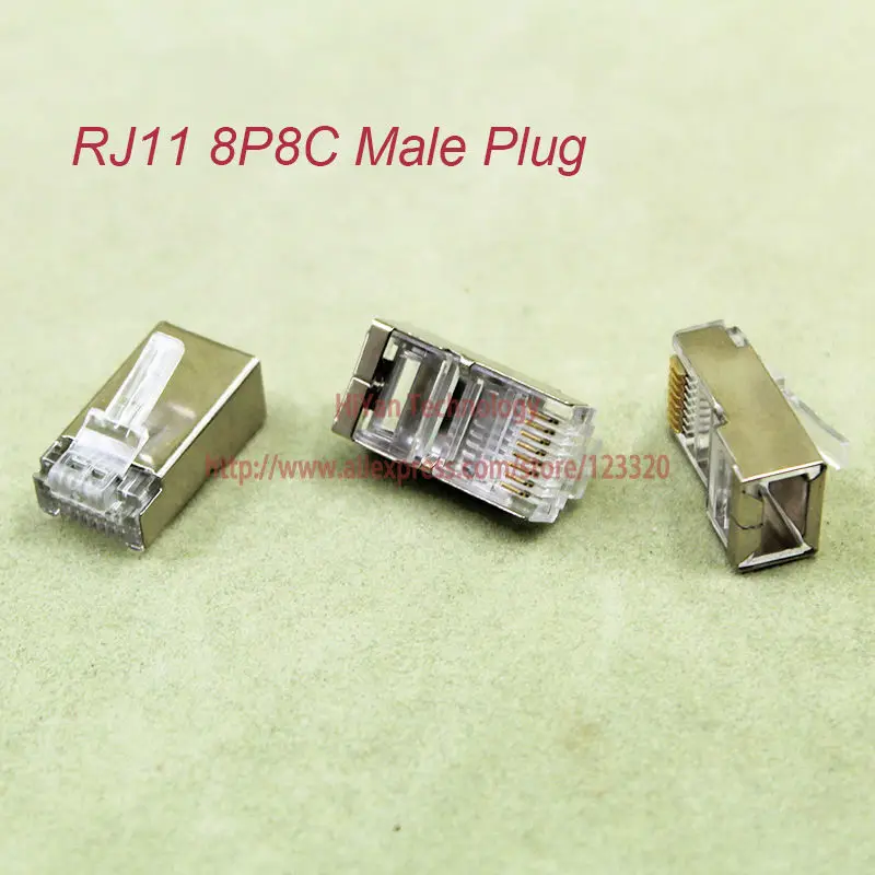 (50pcs/lot) RJ11 8P8C Modular Jack Network Male Shields Plugs 8 Pin ...