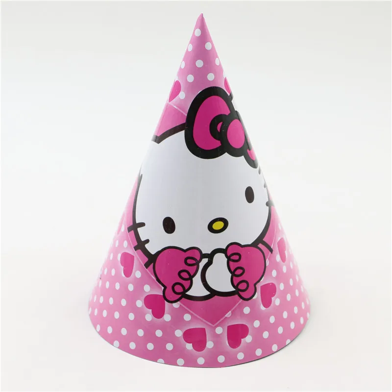 cartoon hello kitty paper cap kids girls boys favor supplies 8 pcs/lot ...