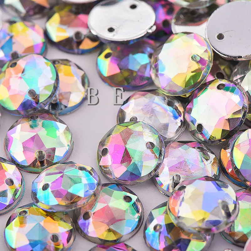 1000pcs/lot 10mm AB Color Sew On Round Acrylic Rhinestones Gems Acrylic ...