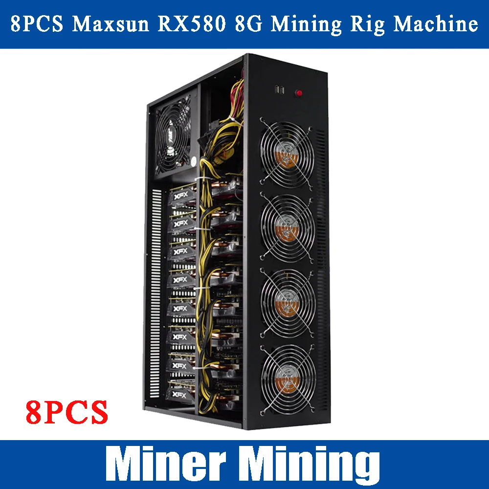 Miner Mining Rig Machine 8pcs Maxsun Rx580 8g 7000mhz Video Cards Zec ...