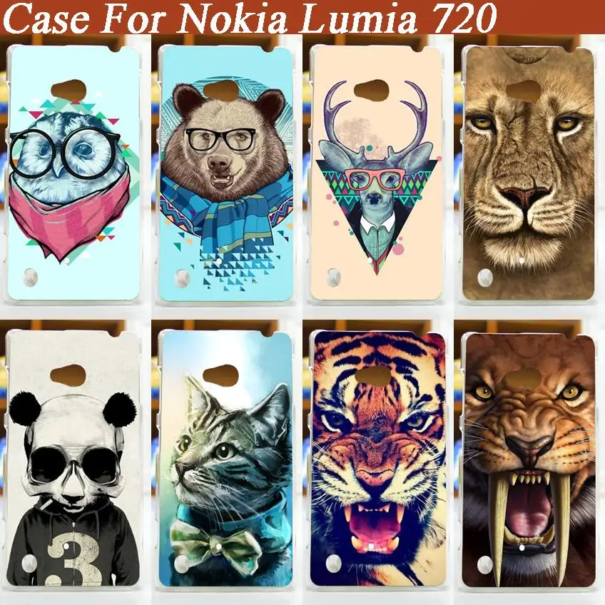 Cool Tiger Lion bear Cat Pattern Hard Case Cover for nokia lumia 720 ...