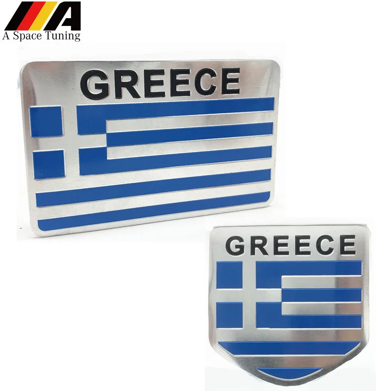 3d Aluminium Greece Flag Car Emblem Badge Car Fender Sticker Decal ...