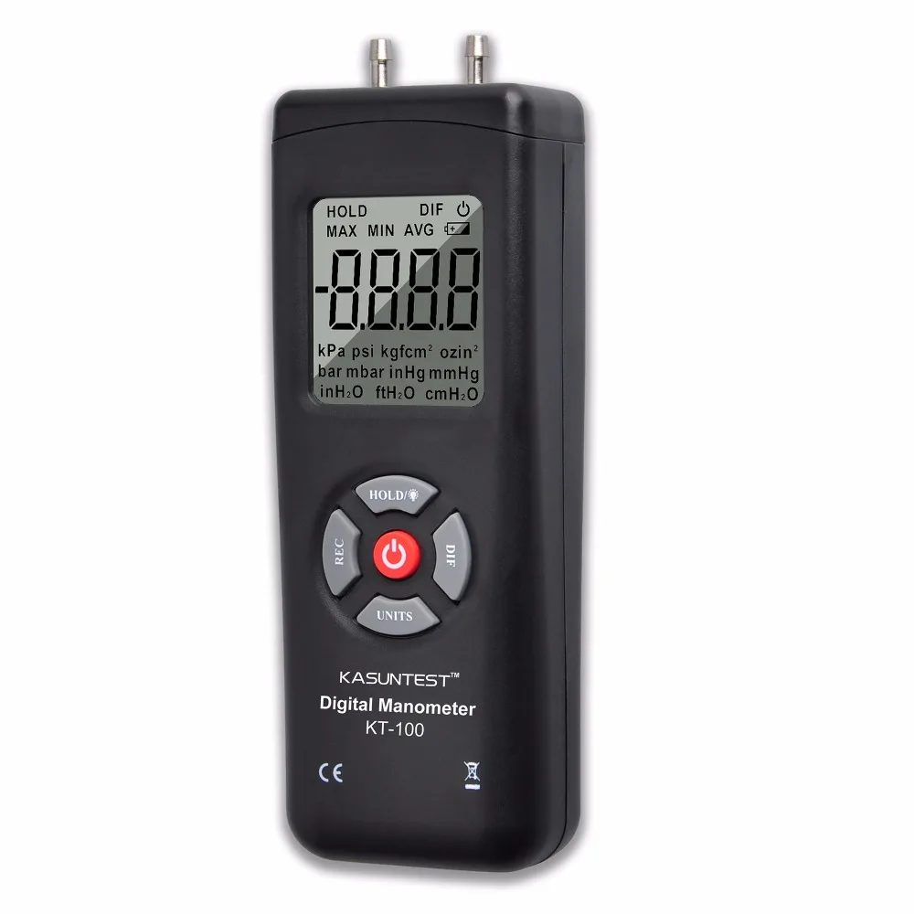 KASUNTEST Professional Dual Input Digital Manometer Air Pressure Meter ...