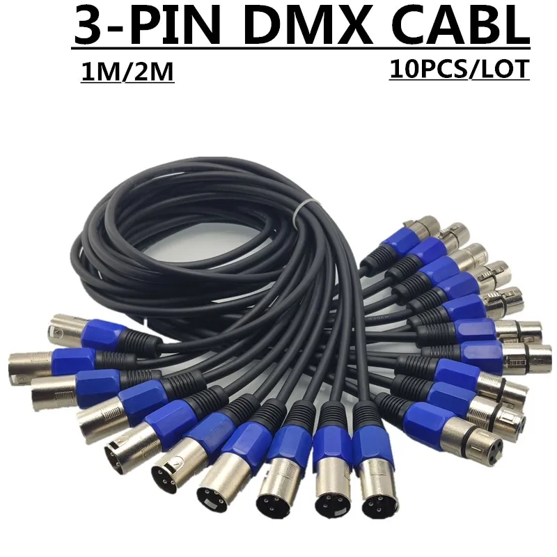 10PCS-3-PIN-DMX-cable-1M-2M-LED-PAR-stage-lights-dmx-Signal-line-dj ...