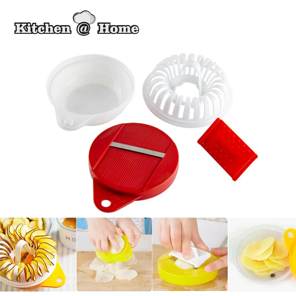 Diy Kitchen Chip Cooker Set Microwave Vegetables Fruit Potato Crisp