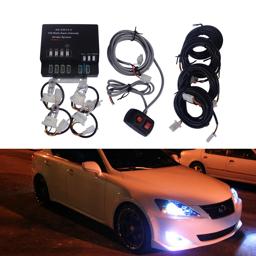 Free Shipping Universal120W 4 Hid Bulbs Emergency Hazard Warning Strobe ...