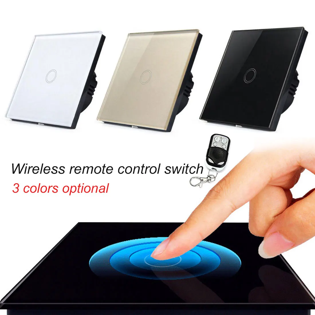 Touch Switch 1/2/3 Gang Wireless Remote Control Wall Light Touch Screen ...