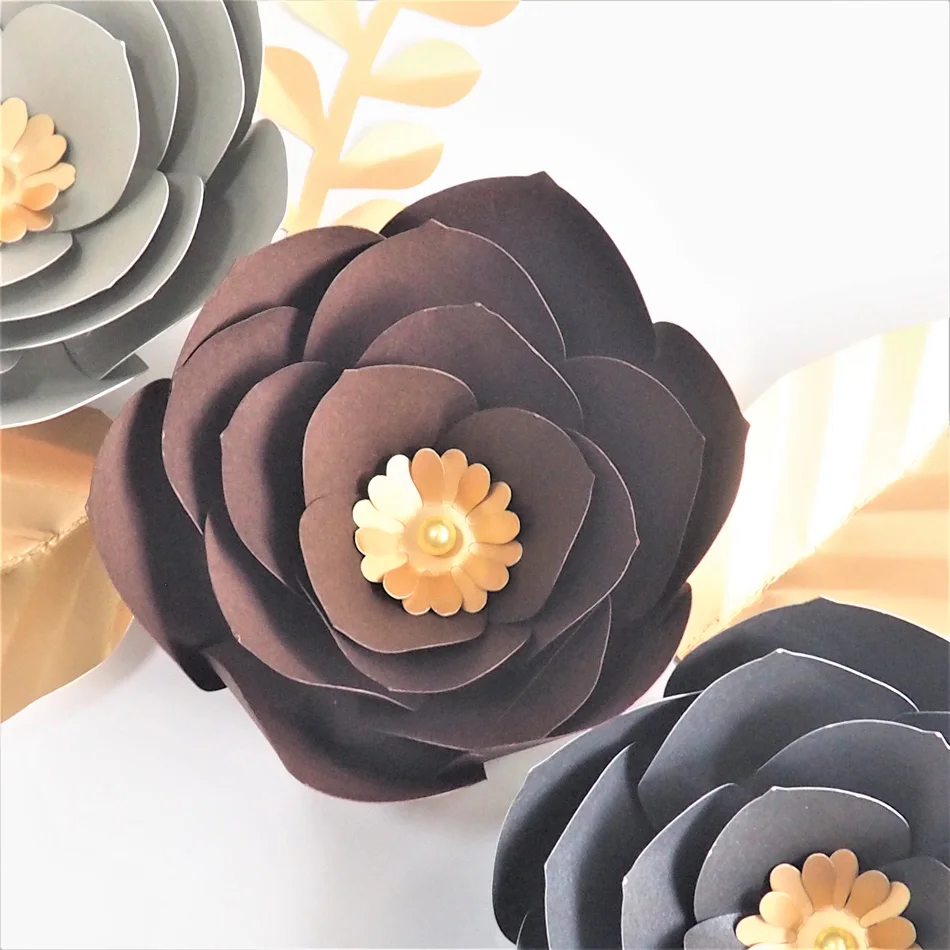 DIY Giant Paper Flowers Artificial Rose Fleurs Backdrops 5pcs+5 Leave ...