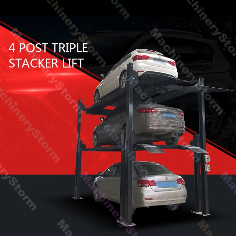 Triple stacker car lift for 3 cars parking Double Four Post Hydraulic ...