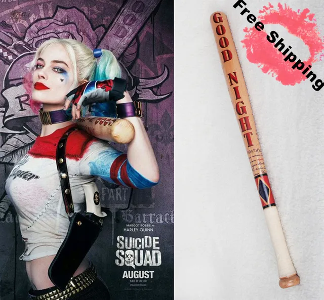 33"/84cm Harley Quinn Solid Wood Baseball Bat Batman Suicide Squad ...