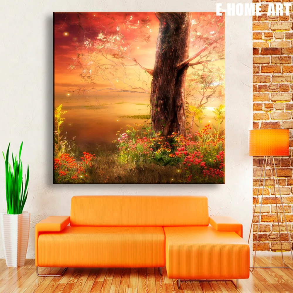 Art Print Stretched LED Canvas Print Fantasy Jungle LED Flashing ...