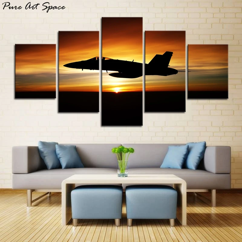 Hd Silhouette Airplane Picture Frame Canvas Print Wall Art Painting ...