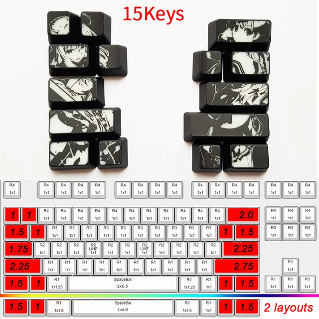 1 Set Custom made Comic Keycaps Mechanical Keyboard Translucent Key Cap ...