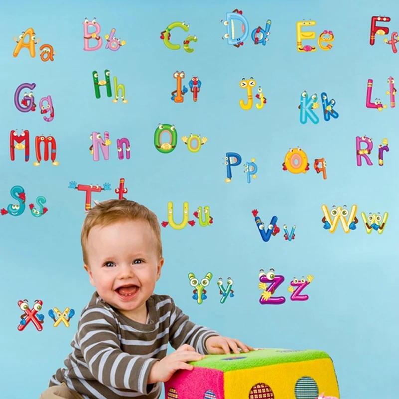 Cute English Letters Alphabets Wall Decal Home Sticker Paper Art ...