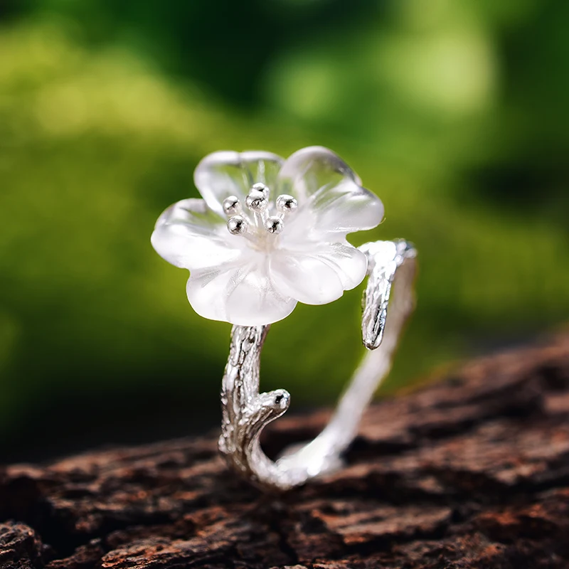 Lotus flower silver ring store