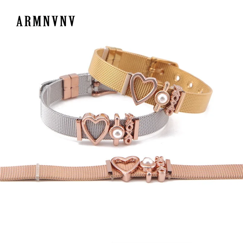ARMNVNV Design Jewelry 2pcs/lot Stainless Steel Silver Rose Gold Mesh ...