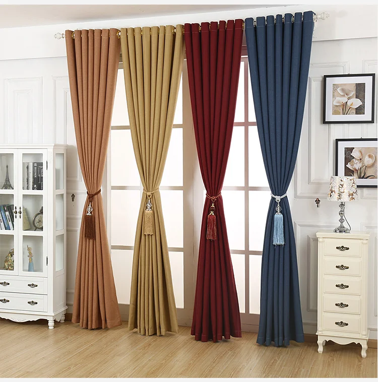 Pure color linen cotton shading cloth finished bedroom living room high ...