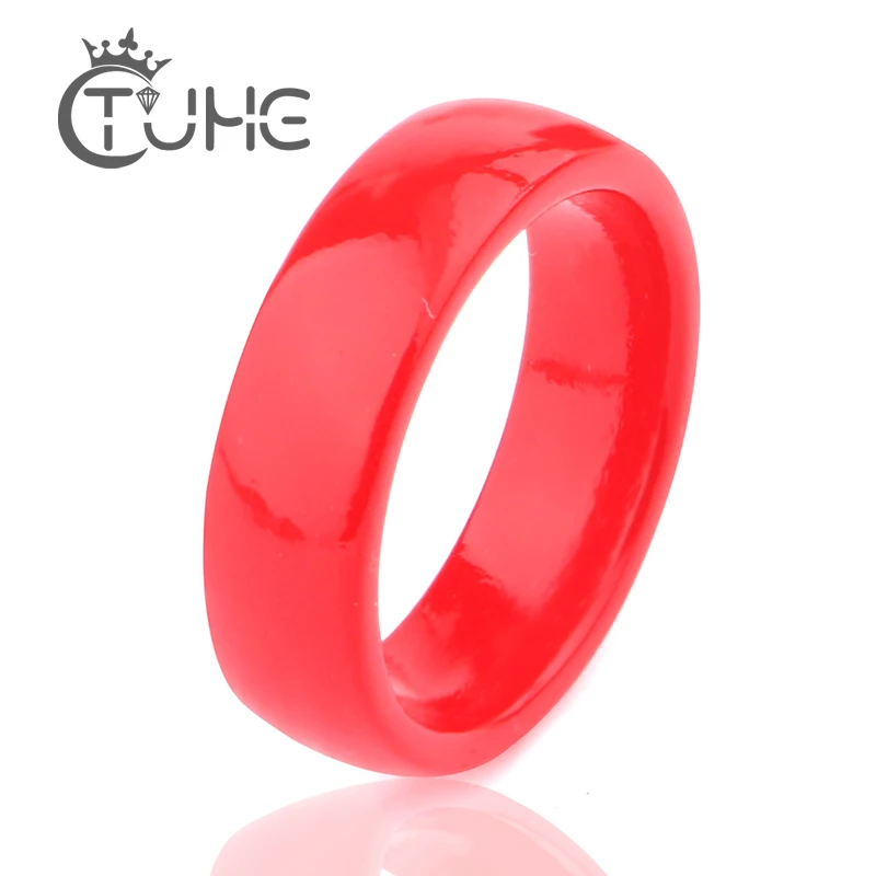 6mm Smooth Red Ceramic Ring For Women Simple Style Ceramic Wedding Ring ...