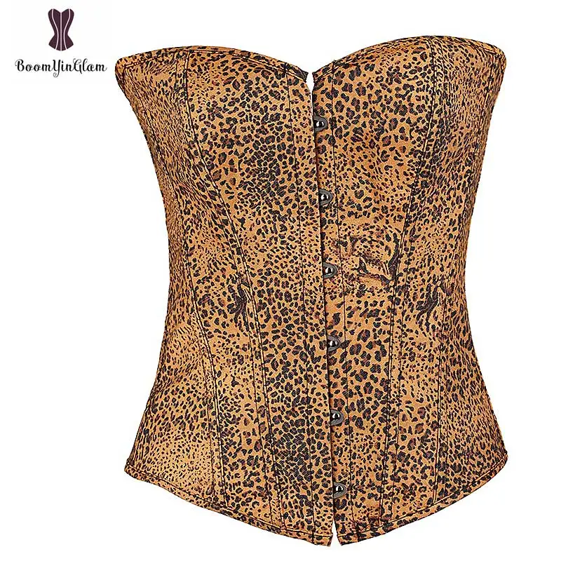 Tiger Print Corset Top Sexy Women Bustier Overbust Corselet Plastic ...