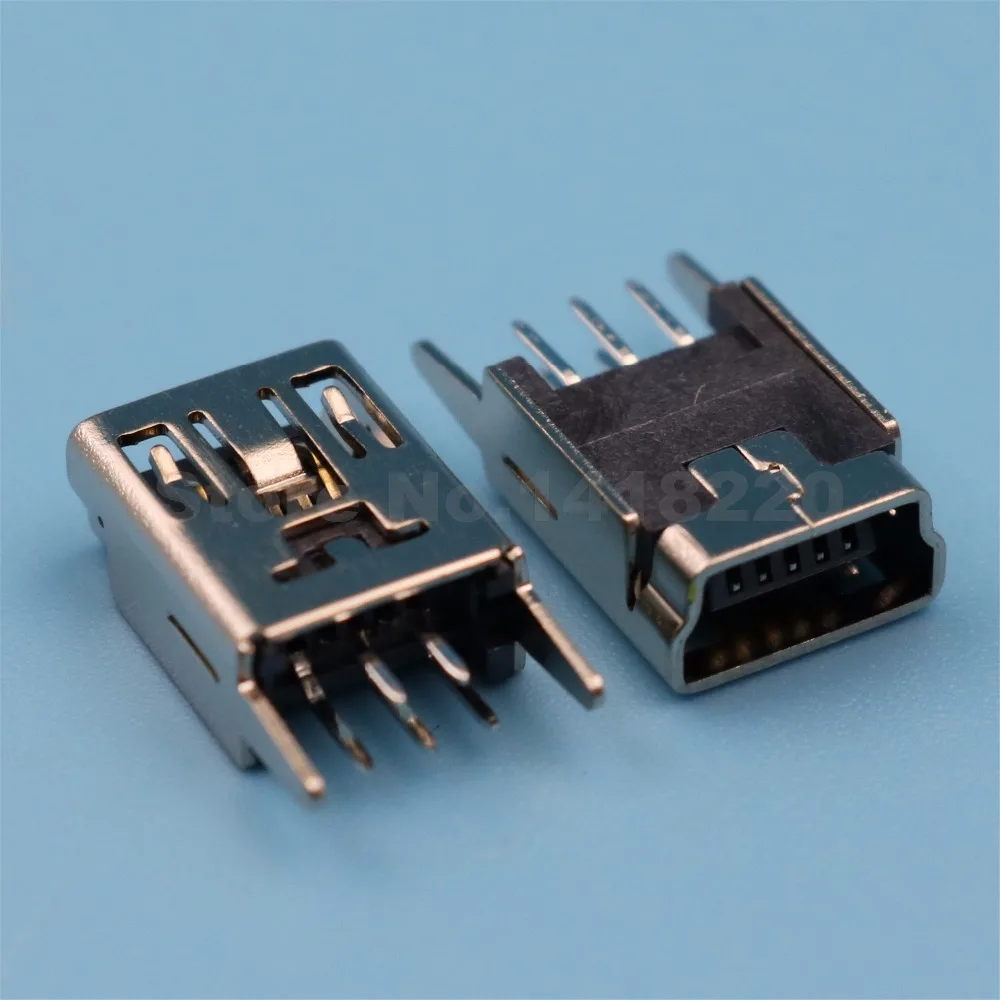 50pcs Mini Usb Type B Female 5 Pin 180 Degree Dip 2 Straight Leg Pcb