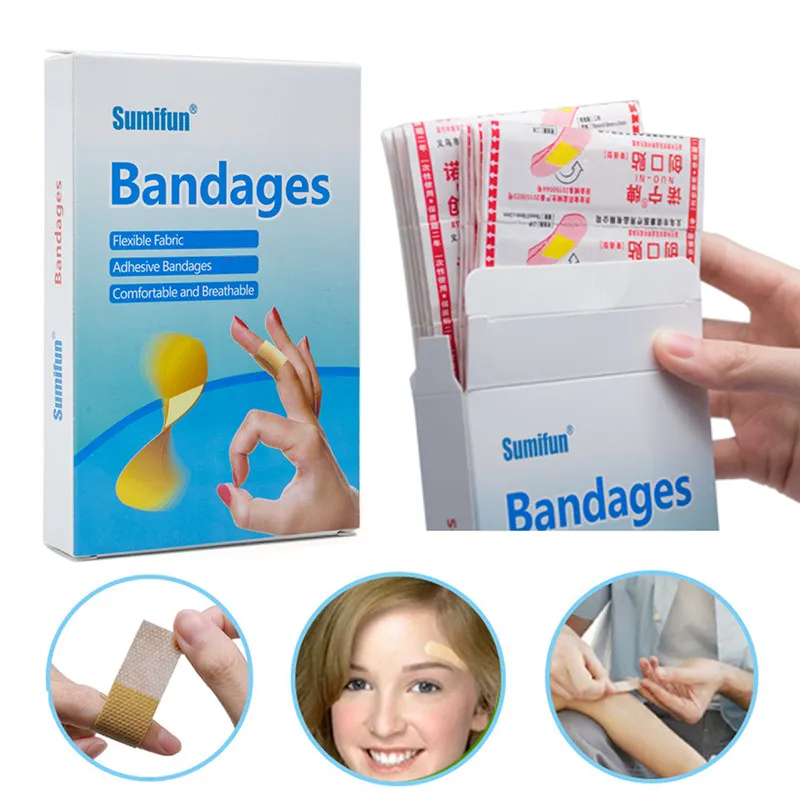 100pcs Waterproof Breathable Aid Hemostasis Adhesive Bandages First Aid ...