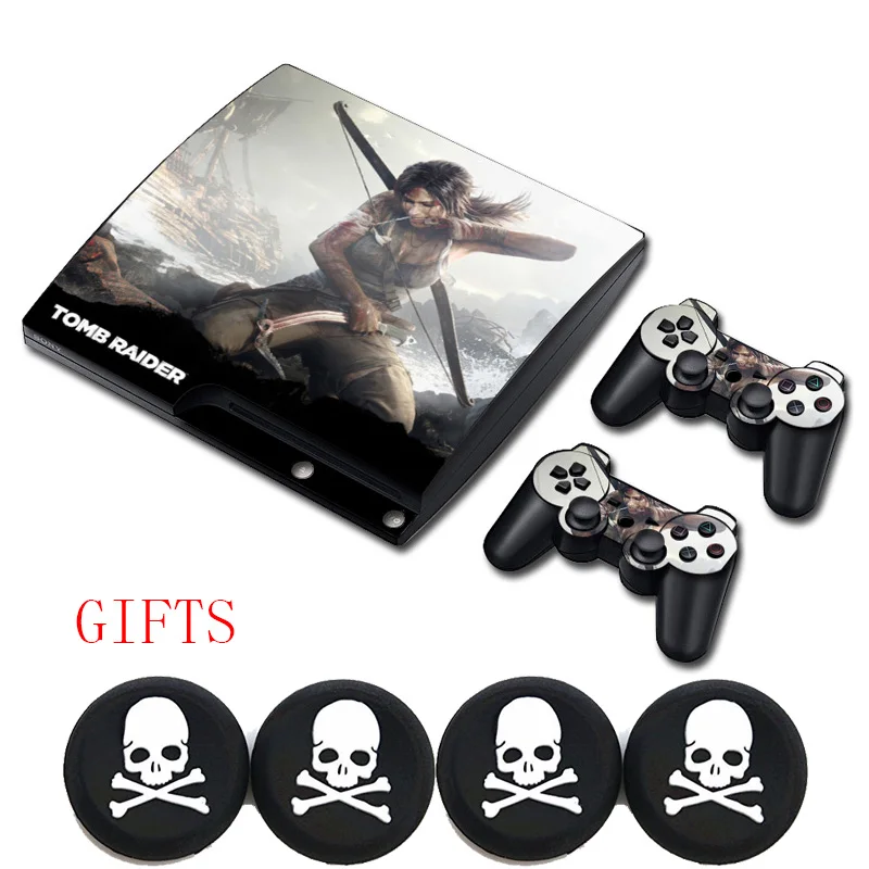Tomb Raider Lara Vinyl Sticker Decal &4x Silicone Thumb Stick Skull ...