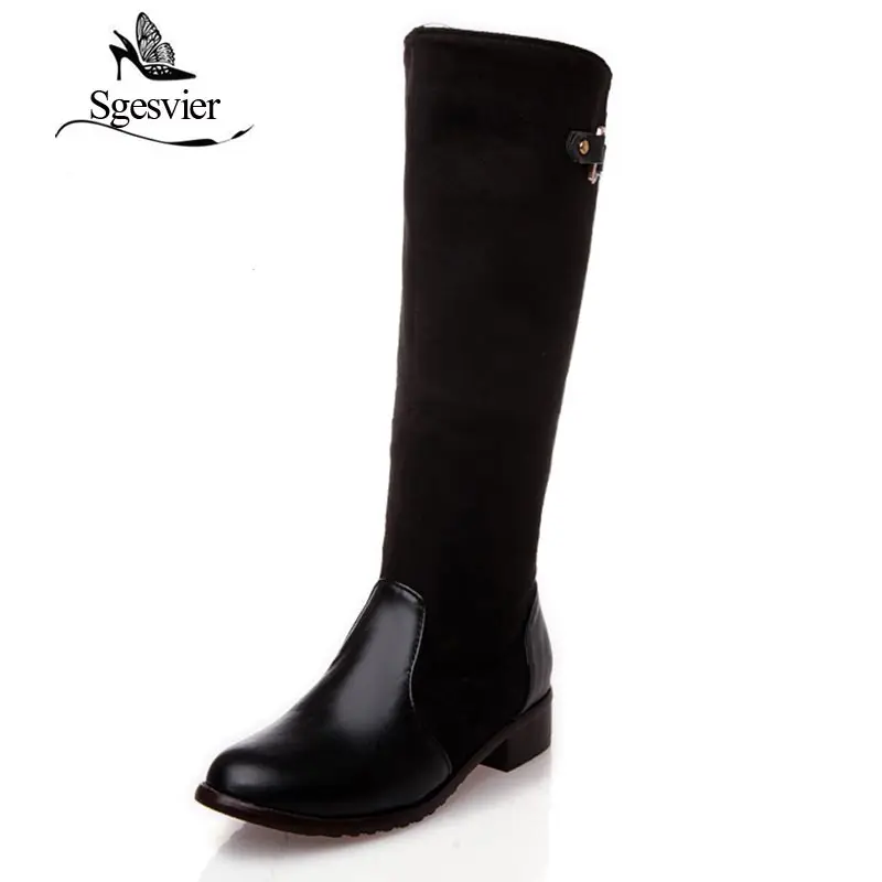 Sgesvier Women Shoes Mid Calf Boots Fashion Thick Heel Half Boots