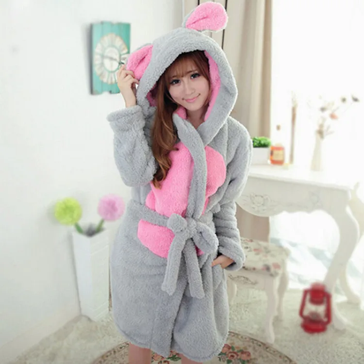 Winter Cartoon Panda Nightgowns Homewear Bathrobe Women Pajamas Bath ...