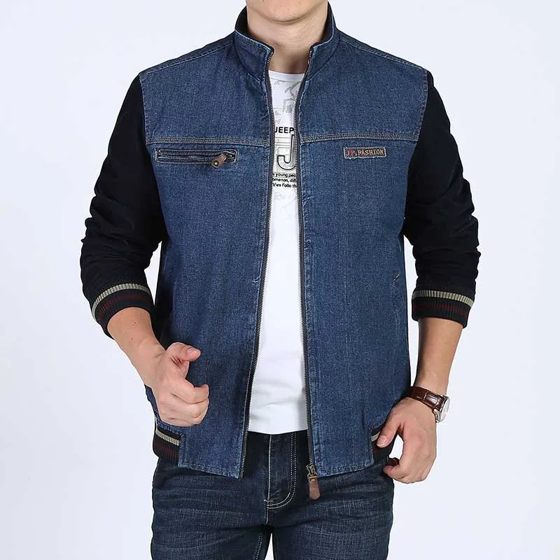 Spring Autumn Men Casual Denim Baseball Jacket Cotton Embroidery ...
