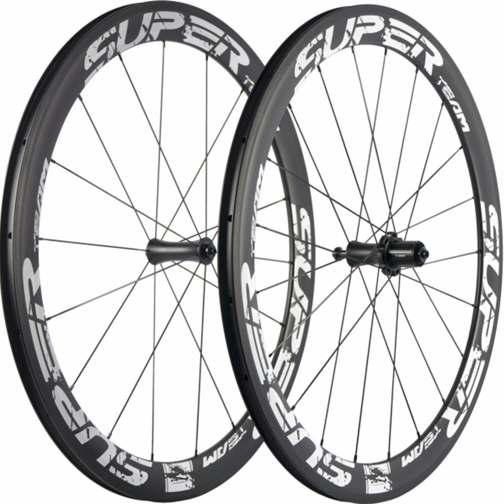 Superteam Full Carbon Wheelset Road Bike 50mm Carbon Wheels White Decal ...