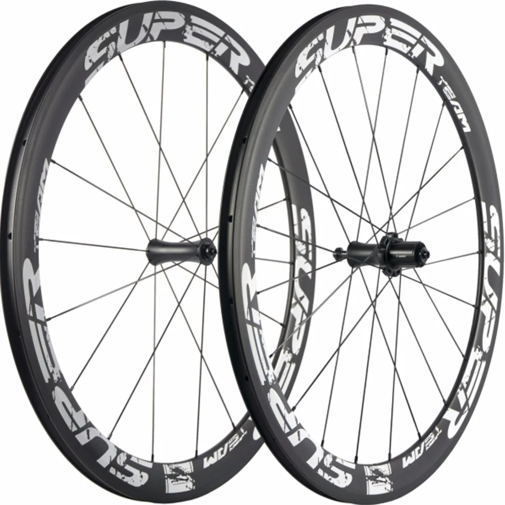 Superteam Penuh Karbon Wheelset Sepeda Jalan 50mm Roda Karbon Putih ...