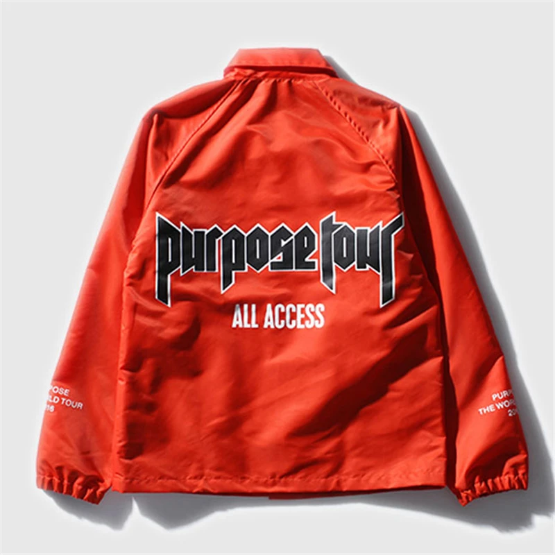 Justin Bieber Fans Purpose The World Tour Red Thin Jackets Windpoof ...