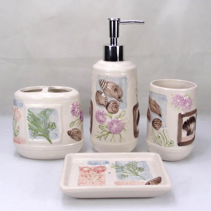 Hot Ceramic Shell Bathroom Set Four Piece Bathroom Accessories for ...