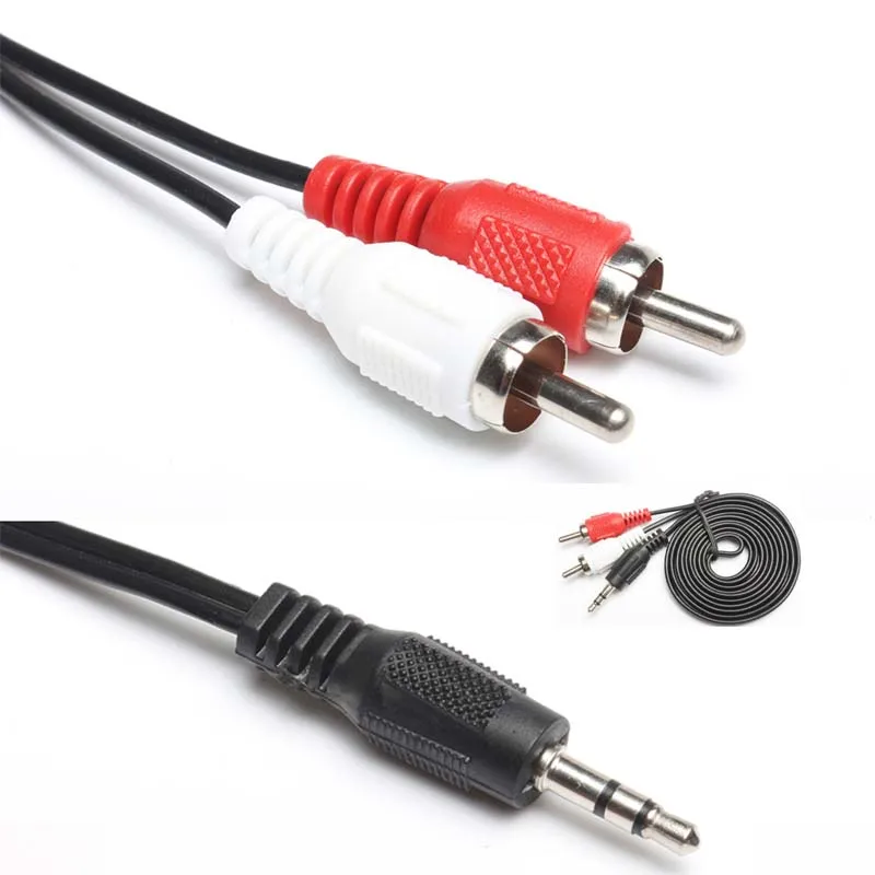 3.5mm Headphone Jack PLUG to 2 RCA Phono Male Stereo Audio Cable ...