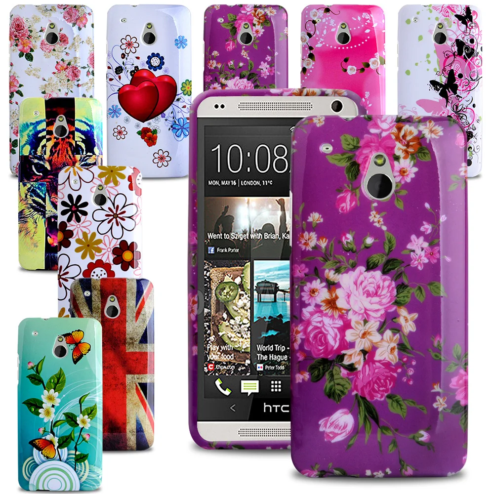 1pc ! New Floral TPU Gel Back Cover Case For HTC One Mini M4 with Hot ...